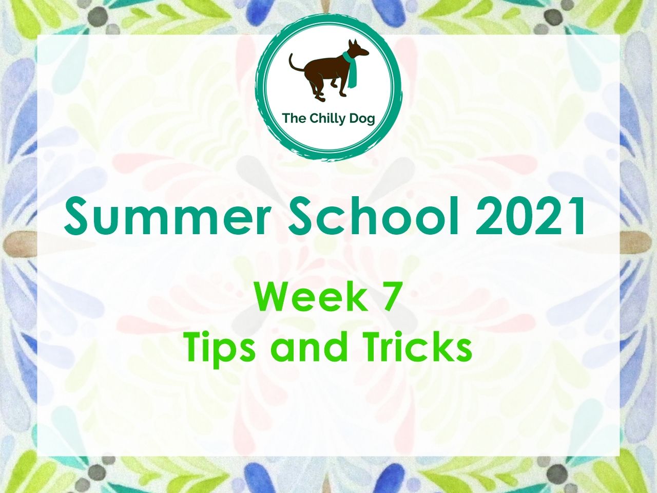 Summer School 2021 | Week 07